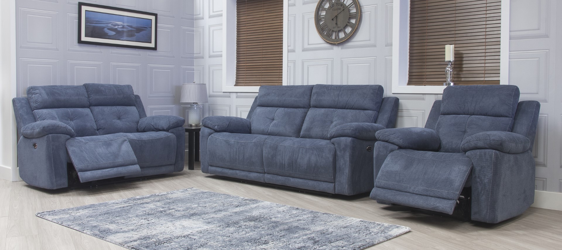 Sofahouse - Ancona Fabric Sofa - Azure Blue