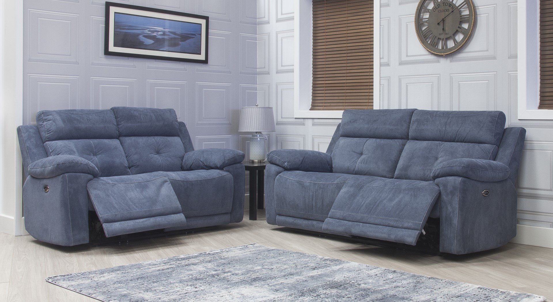 Sofahouse - Ancona Fabric Sofa - Azure Blue