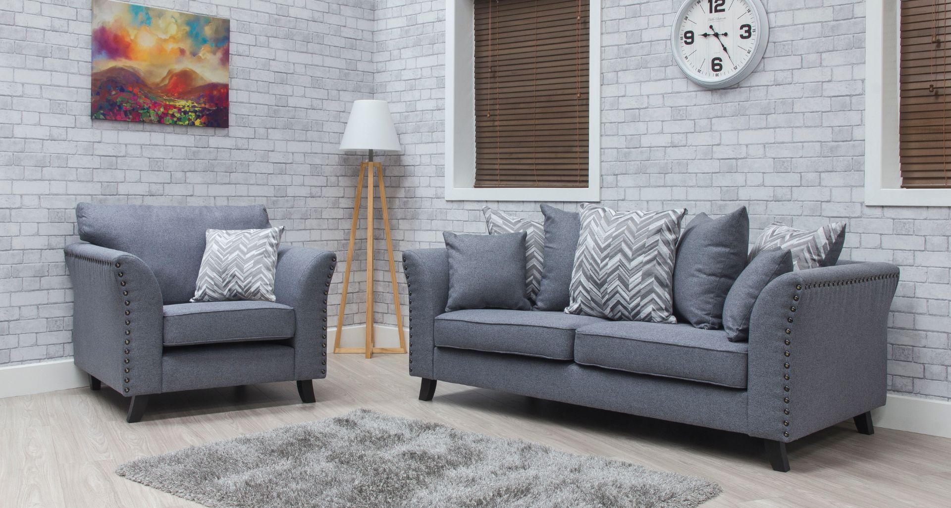 Sofahouse - Cassia Fabric Sofa - Steel