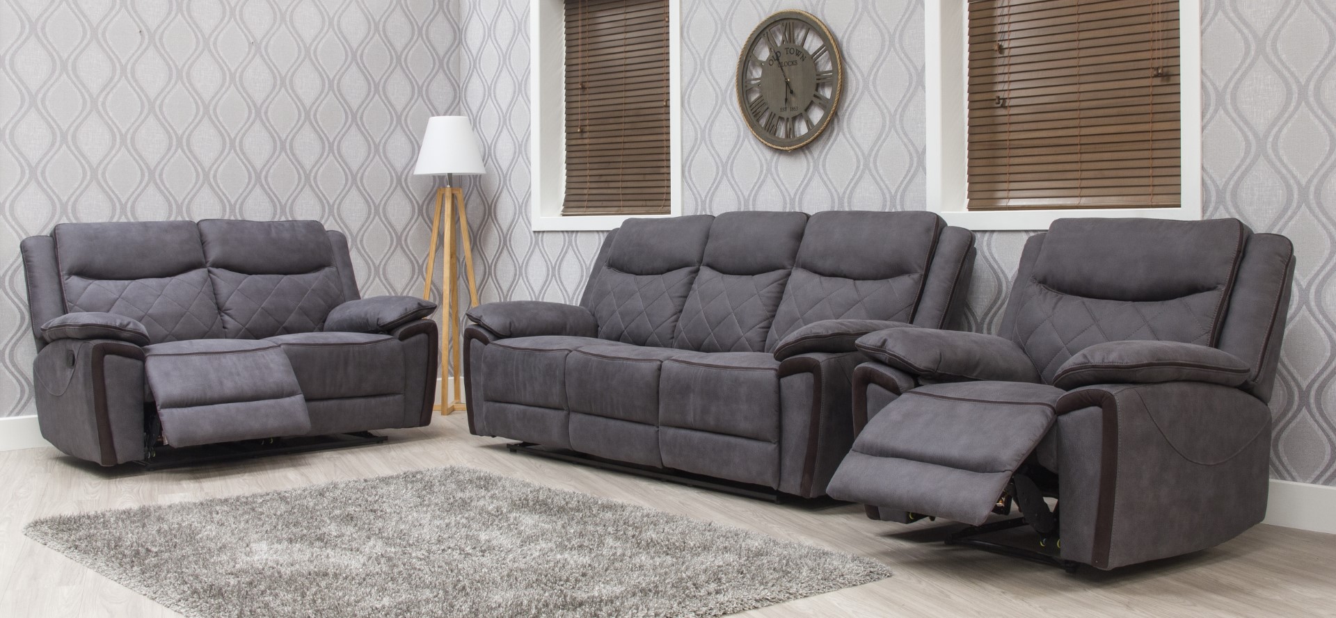 Sofahouse - Lynx Fabric Sofa - Charcoal