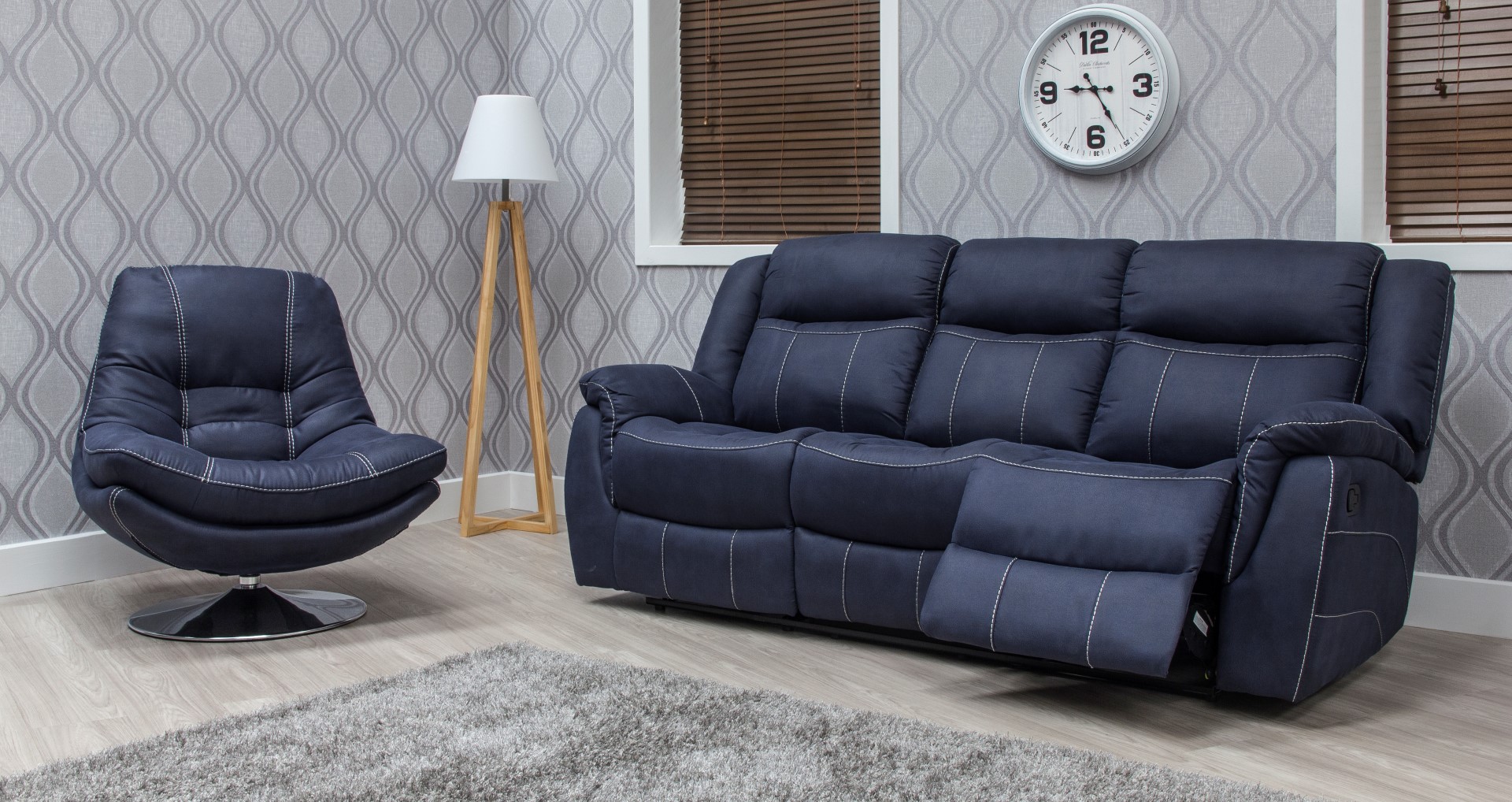 Sofahouse - Walton Fabric Sofa - Denim