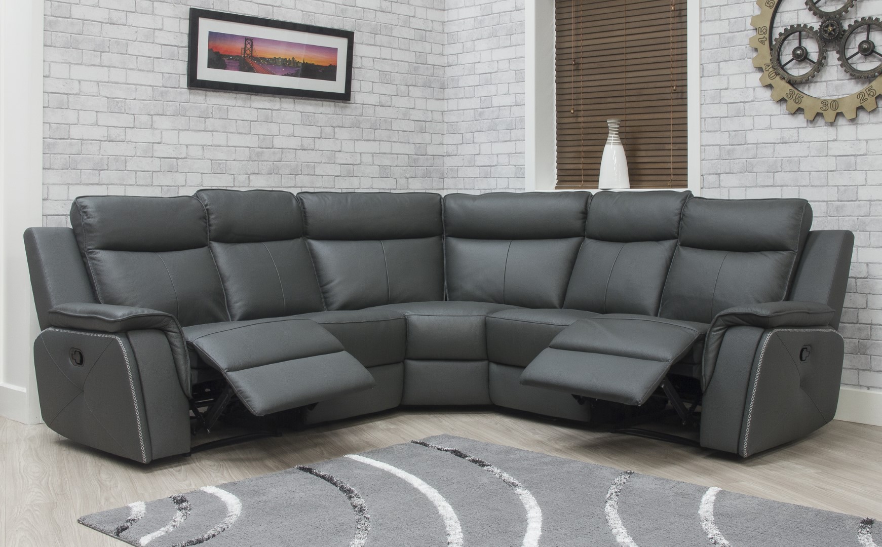 Sofahouse - Infiniti Leather Sofa - Dark Grey