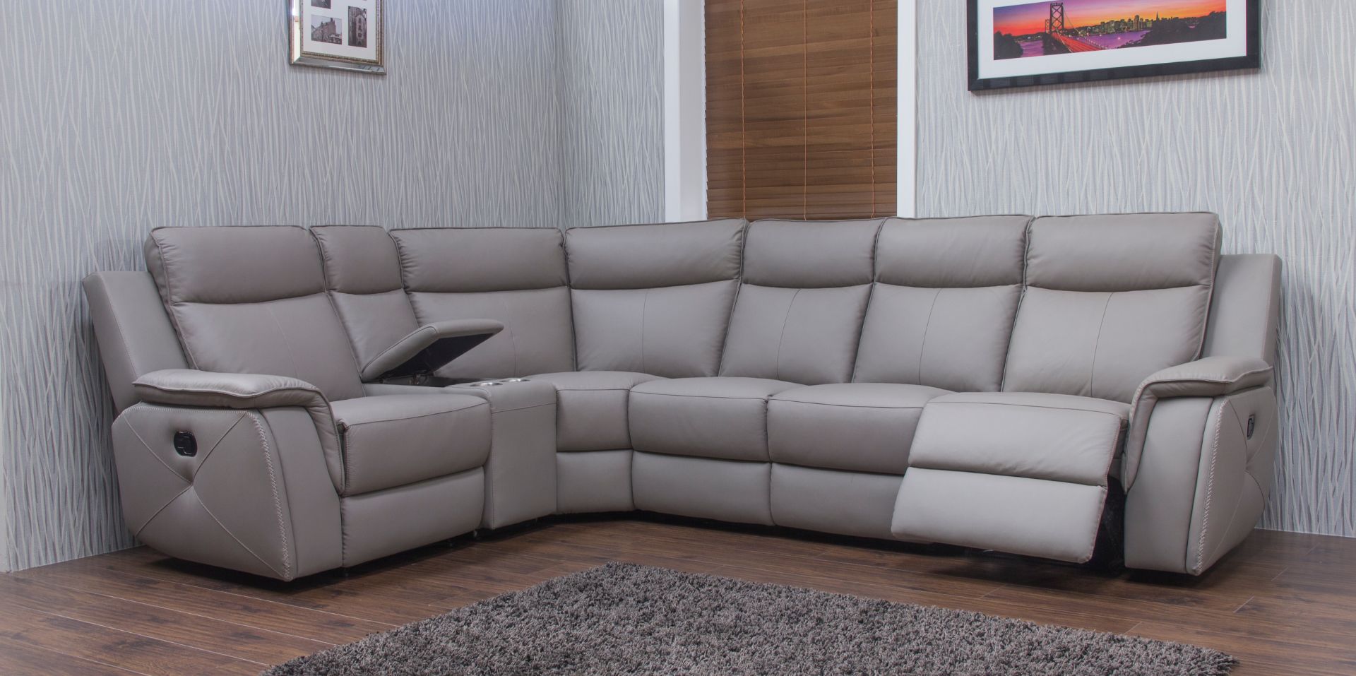 Sofahouse - Infiniti Leather Sofa - Taupe Grey