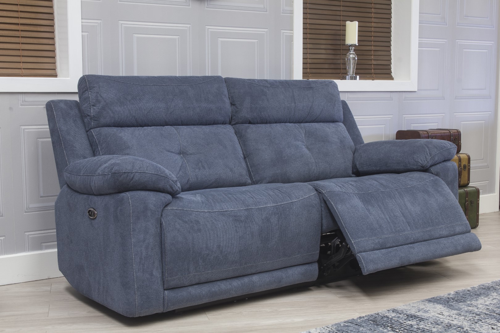 Sofahouse - Ancona Fabric Sofa - Azure Blue