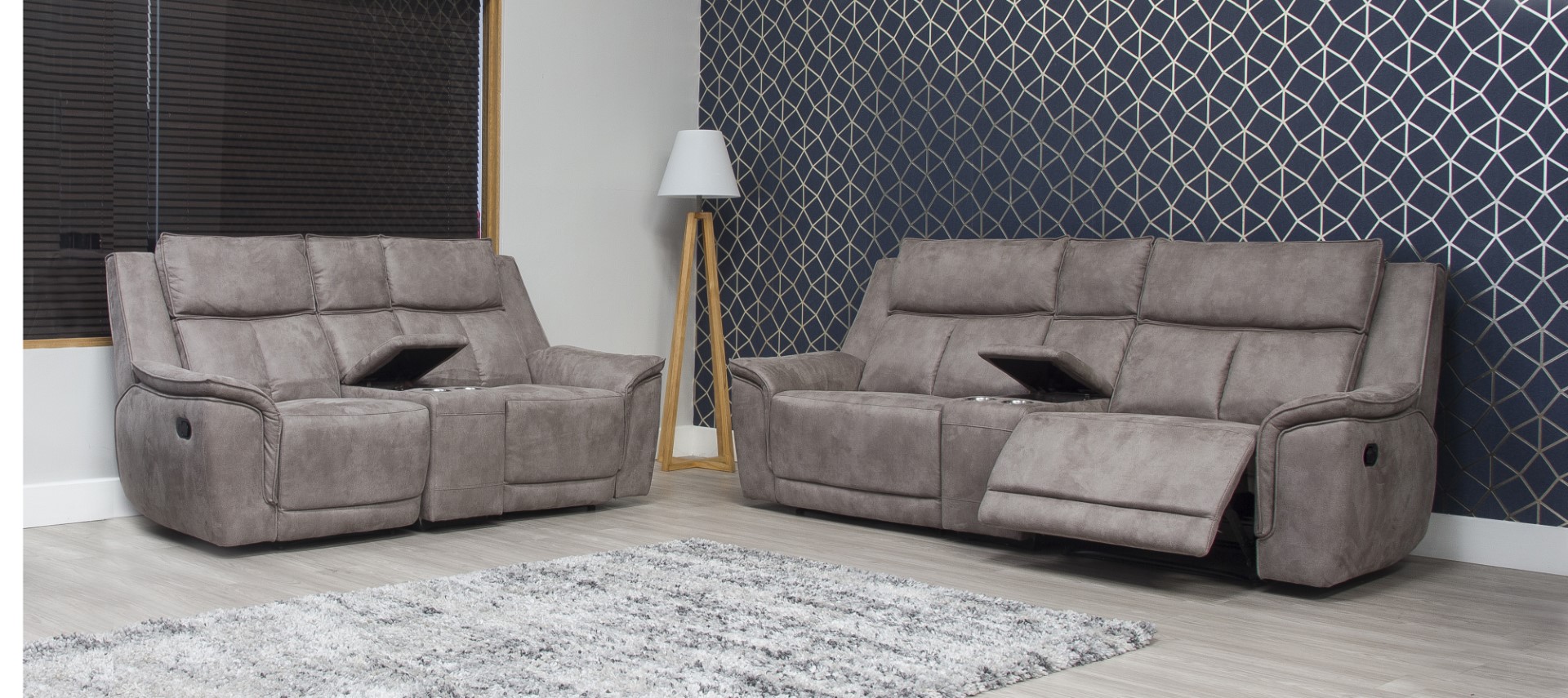 Sofahouse - Barello Fabric Sofa - Brown Grey