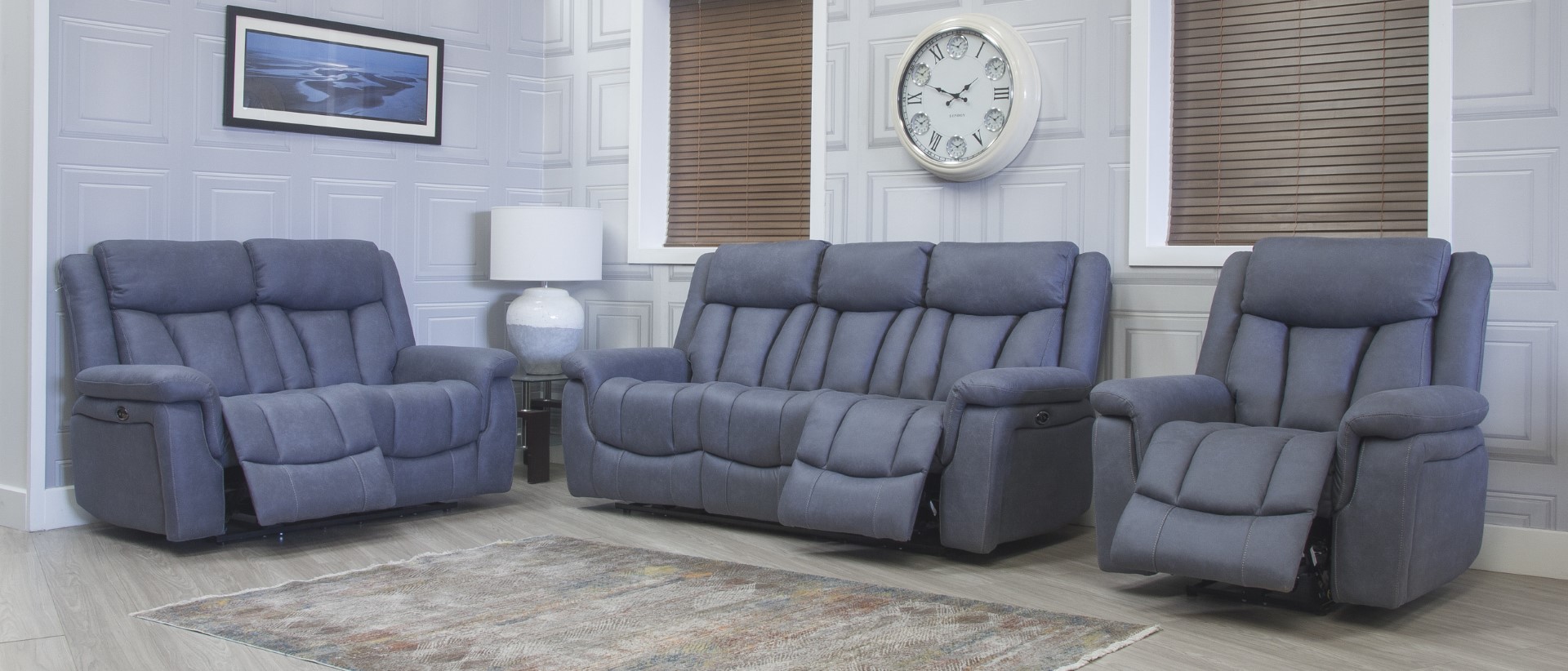 Sofahouse - Santino Slate Blue Fabric Sofa