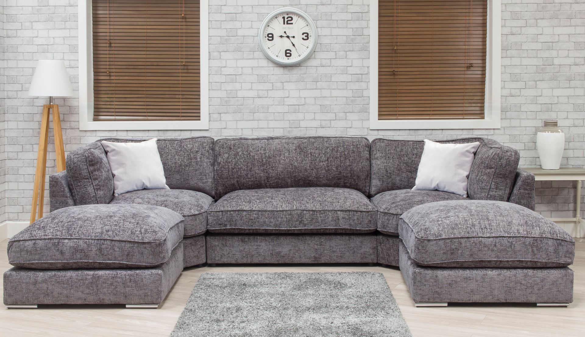 Sofahouse - Harmony U-Shape Fabric Sofa - Slate