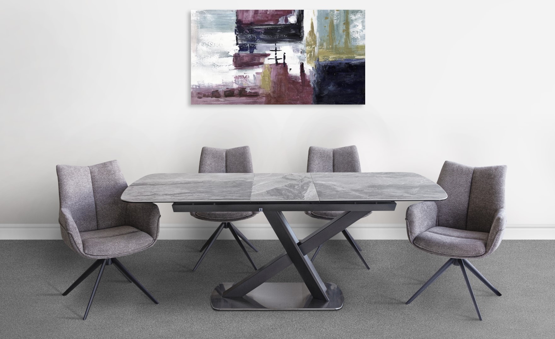 Sofahouse - Mirage Extending Dining Table - Dark Grey