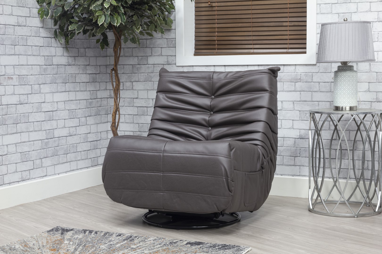 Sofahouse - Capri Swivel Rocker Recliner - Dark Grey 1