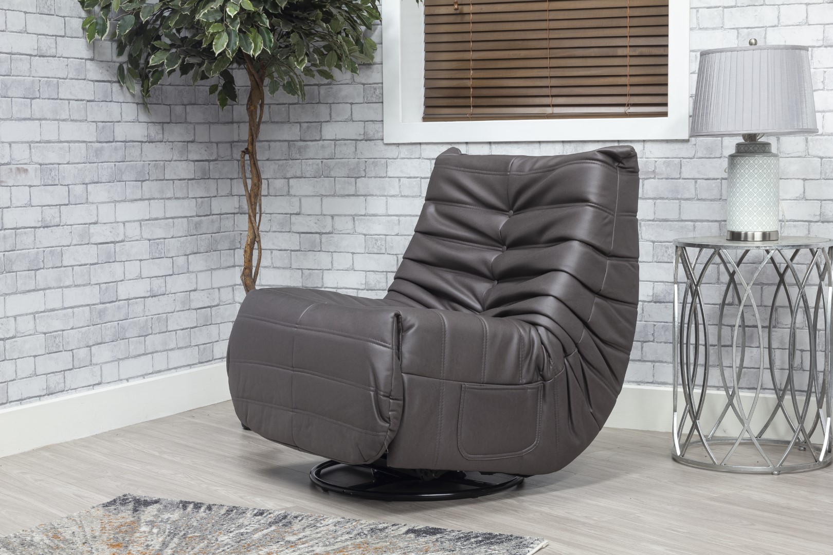 Sofahouse - Capri Swivel Rocker Recliner - Dark Grey 1