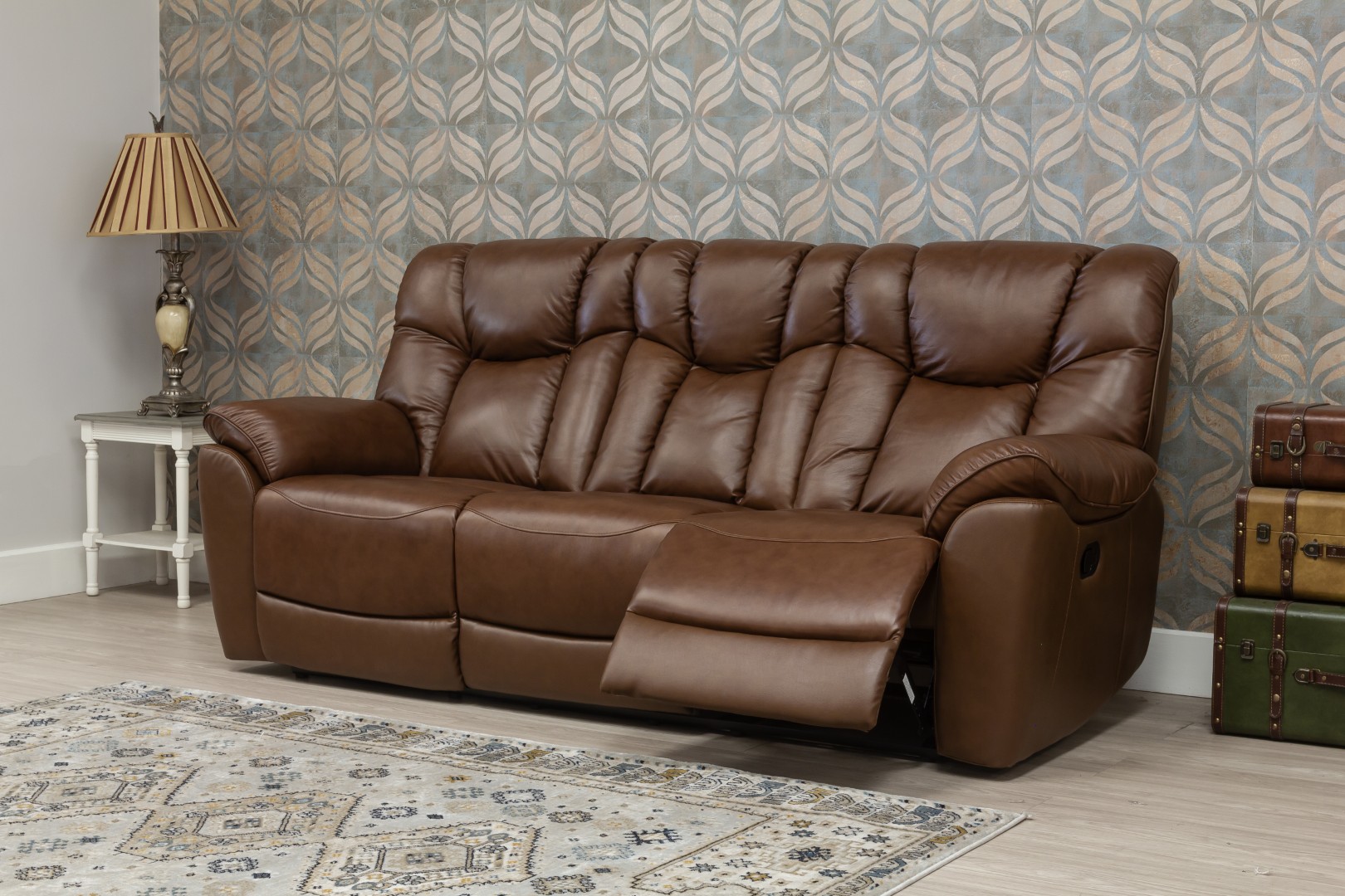 Sofahouse - Oscar Tan Half Leather Sofa