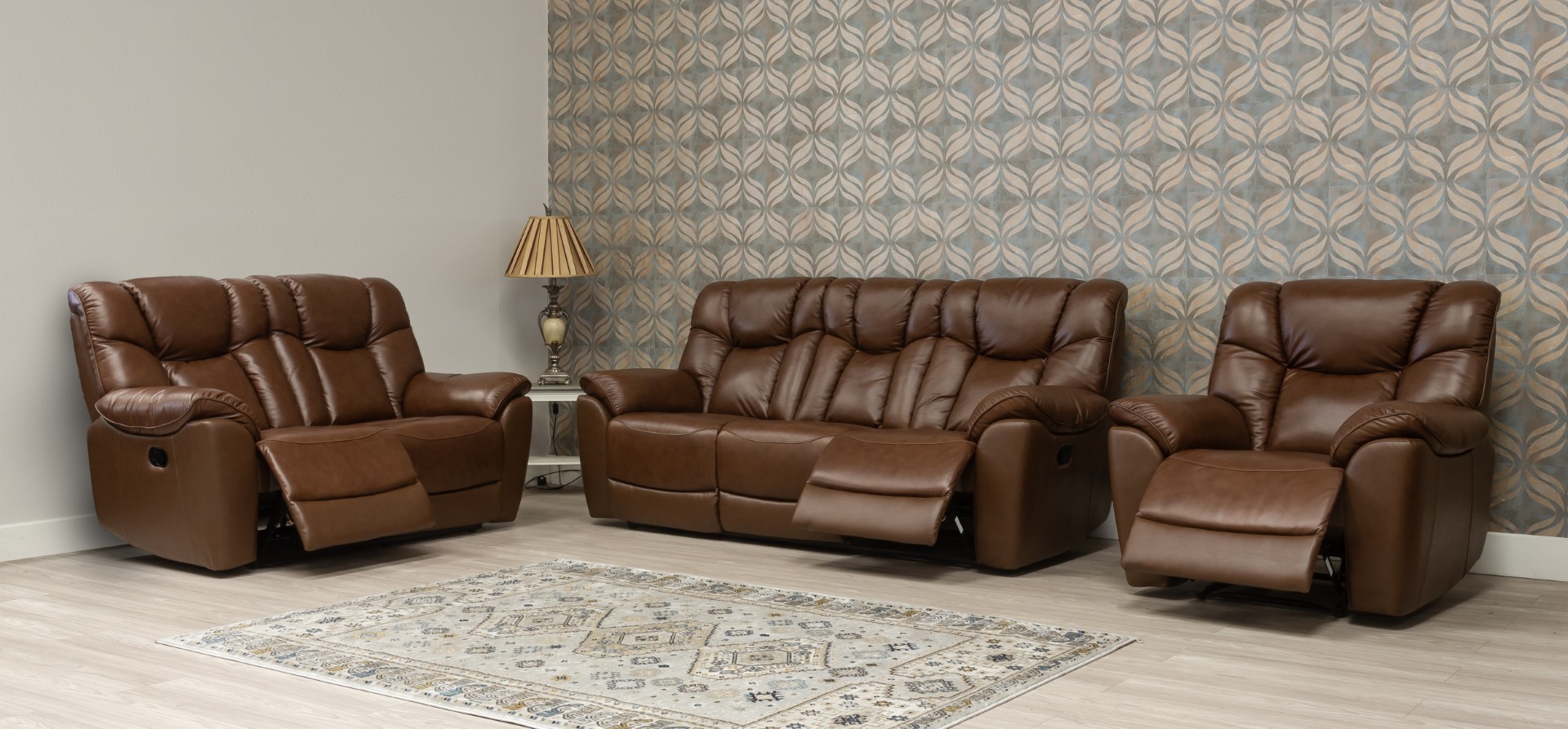 Sofahouse - Oscar Tan Half Leather Sofa