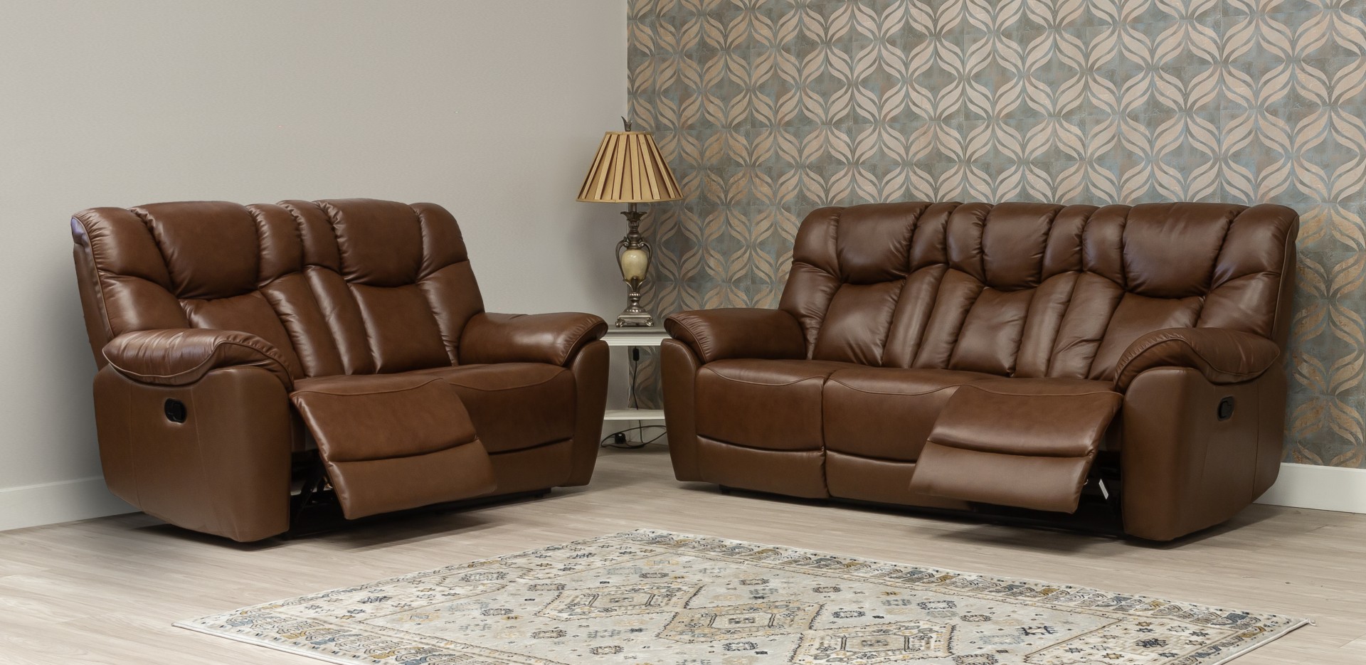 Sofahouse - Oscar Tan Half Leather Sofa