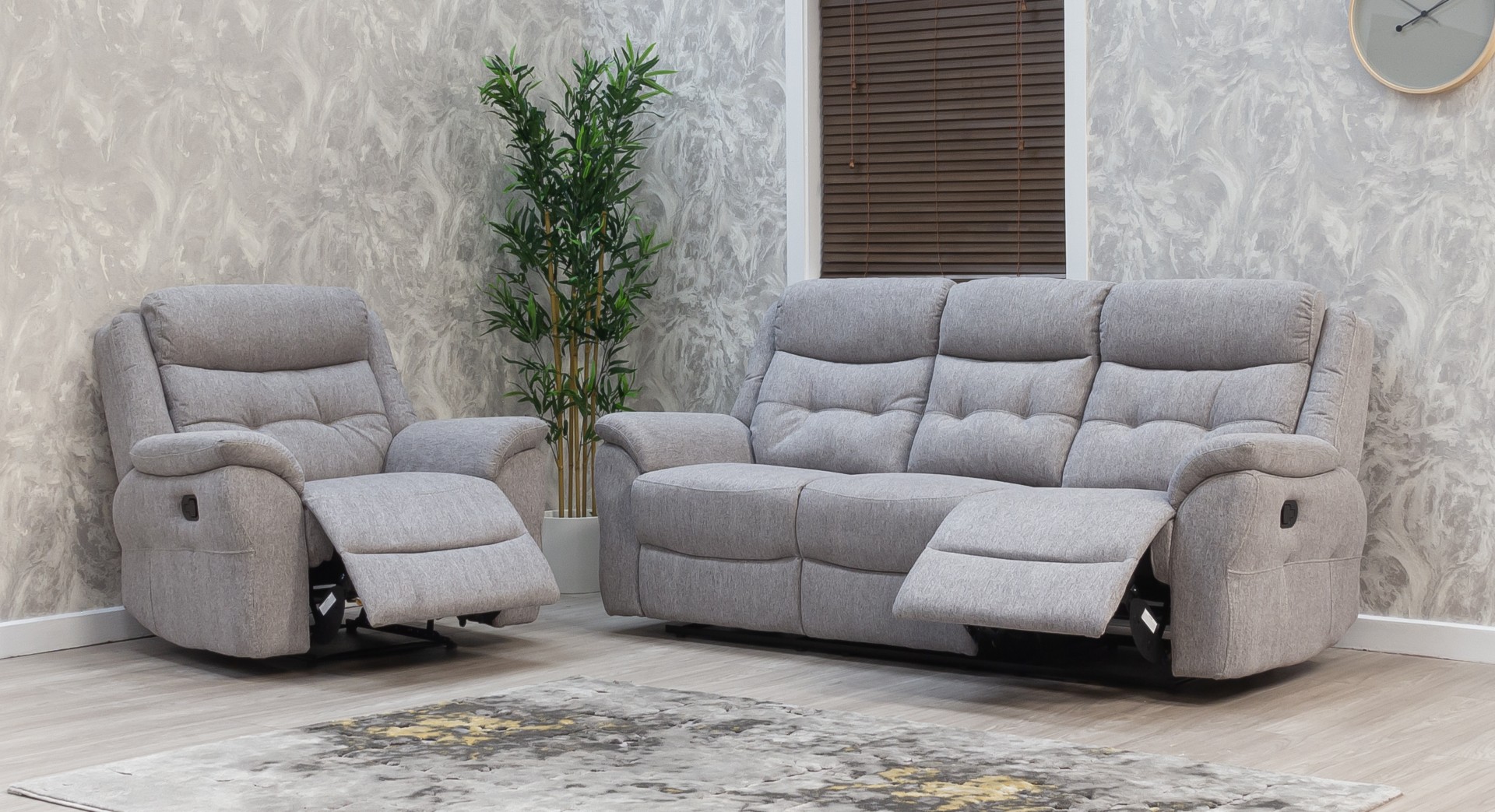 Sofahouse - Shelby Fabric Sofa - Mist Grey